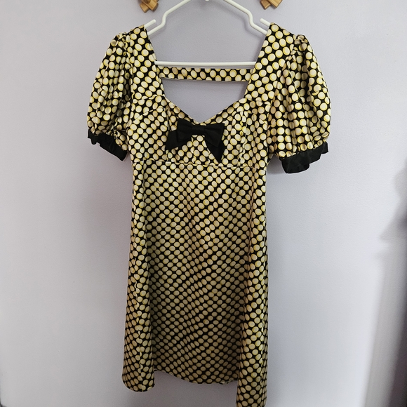 Betsey Johnson | Dresses | Betsey Johnson Yellow And Black Polka Dot ...